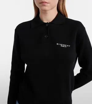 Givenchy Logo Wool And Cashmere Polo Sweater - Black