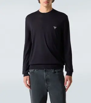 Prada Virgin Wool Crew Neck Sweater - Blue