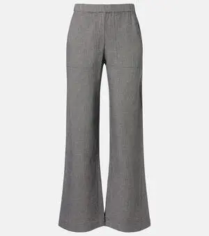 Velvet By Graham & Spencer Houndstooth Cotton Wide-leg Pants - Grey