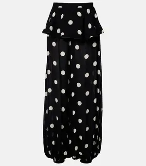 ADRIANA DEGREAS Solid Peplum Polka-dot Balloon Pants