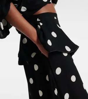 ADRIANA DEGREAS Solid Peplum Polka-dot Balloon Pants
