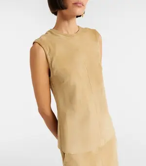 Stouls Miuccia Suede Sleeveless Top - Beige