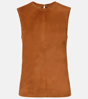 Stouls Suede Sleeveless Top - Brown