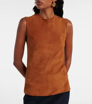 Stouls Suede Sleeveless Top - Brown