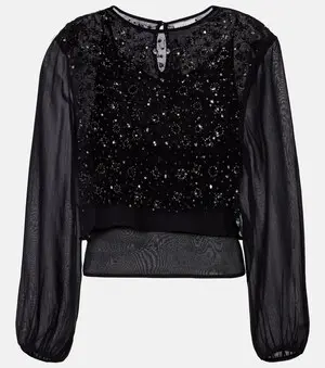 Velvet By Graham & Spencer Marlowe Sequinned Sheer Top