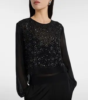 Velvet By Graham & Spencer Marlowe Sequinned Sheer Top