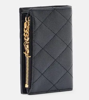 Saint Laurent Cassandre Bijou Quilted Leather Wallet - Black