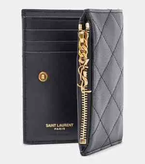 Saint Laurent Cassandre Bijou Quilted Leather Wallet - Black