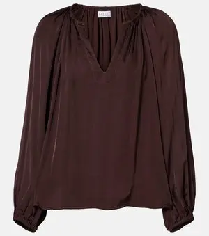 Velvet By Graham & Spencer Lyla Satin Blouse - Brown
