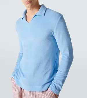 Fedeli Peter Cotton Terry Polo Sweater - Blue