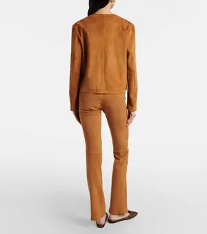 Stouls Jp Long Suede Flared Pants - Brown