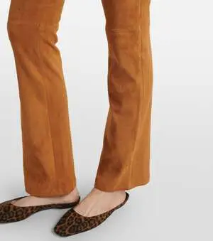 Stouls Jp Long Suede Flared Pants - Brown