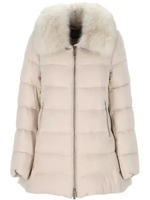 MOORER Moorer Padded Jacket With Faux Fur Collar - Mandorla