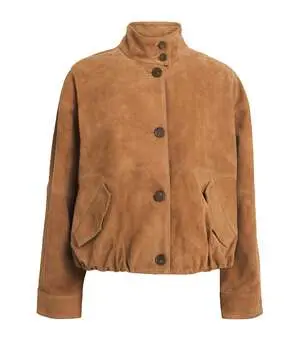 Simkhai Suede Marley Bomber Jacket - Beige