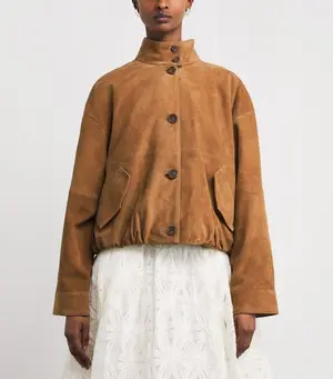 Simkhai Suede Marley Bomber Jacket - Beige