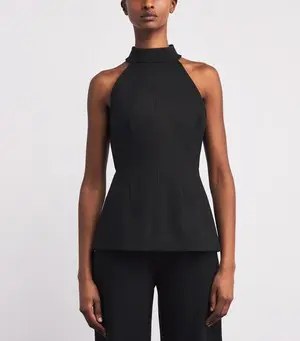 Veronica Beard Johanne Halterneck Top - Black