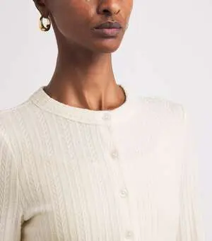 Veronica Beard Pointelle-knit Lira Cardigan - Neutral