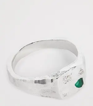 THE OUZE Sterling And Emerald Signet Ring