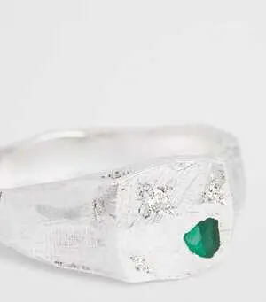 THE OUZE Sterling And Emerald Signet Ring