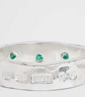 THE OUZE Sterling And Emerald Scatter Ring