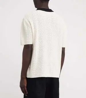 Commas Cotton-blend Pointelle Knit Polo Shirt