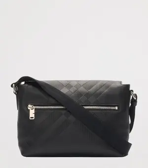 Burberry Check-embossed Leather Messenger Bag