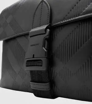 Burberry Check-embossed Leather Messenger Bag