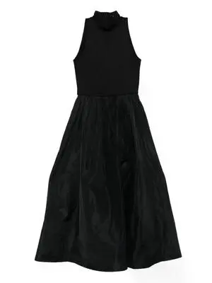 Maje Ribbed Knit & Satin Effect Midi Dress