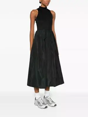 Maje Ribbed Knit & Satin Effect Midi Dress