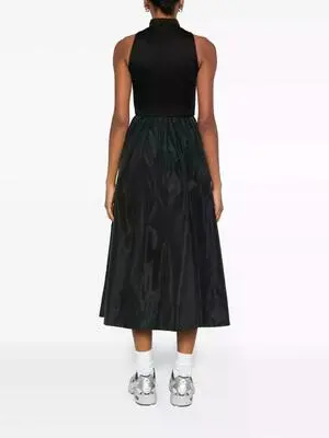 Maje Ribbed Knit & Satin Effect Midi Dress