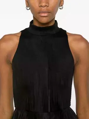 Maje Ribbed Knit & Satin Effect Midi Dress