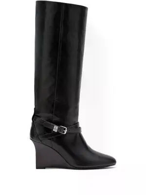 GANNI Buckle-strap Knee-high Wedge Boots
