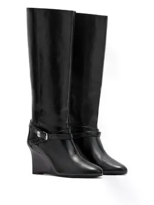 GANNI Buckle-strap Knee-high Wedge Boots