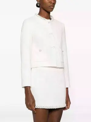 Maje Embellished Tweed Jacket With Pearl Trim