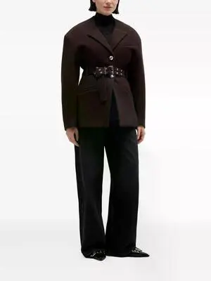 GANNI Belted Single-breasted Jacket - Brown