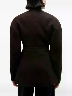 GANNI Belted Single-breasted Jacket - Brown