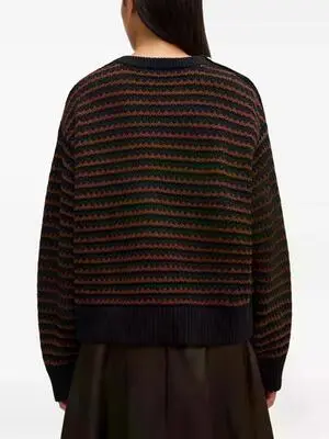 GANNI Striped Knitwear With Button Detail - Black