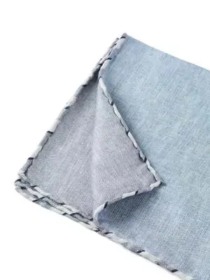 Brunello Cucinelli Striped-border Pocket Square - Blue