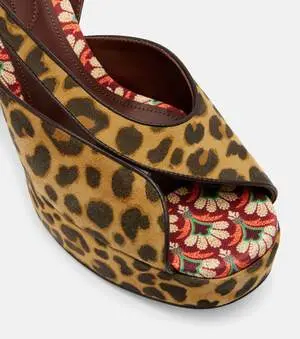 Etro 120 Leopard-print Canvas Platform Sandals