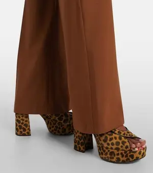 Etro 120 Leopard-print Canvas Platform Sandals