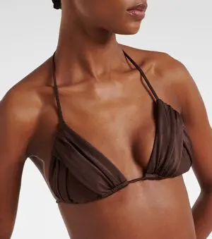 BANANHOT Jasmin Gathered Bikini Top - Brown