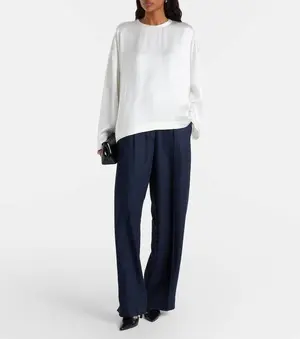TOTEME Flannel Wide-leg Pants - Blue