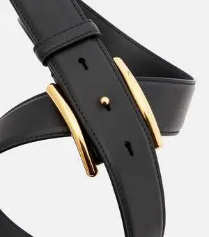 Alaïa Calf Leather Belt With Gold Tone Hardware - Black