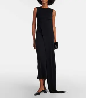 AMI Paris Tie-neck Jersey Midi Dress