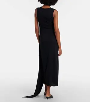 AMI Paris Tie-neck Jersey Midi Dress