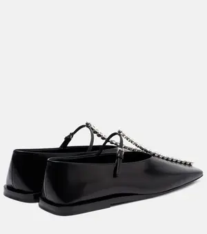 JIL SANDER Crystal-embellished Leather Ballet Flats