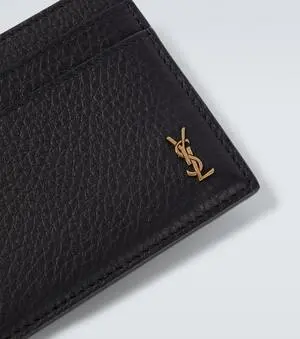 Saint Laurent Cassandre Leather Card Holder - Black