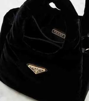 Prada Mini Velvet Top-handle Bag - Black