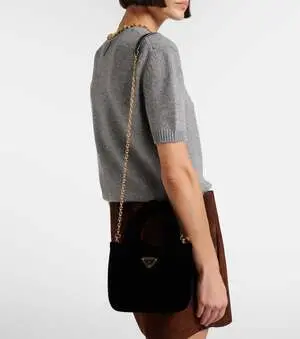 Prada Mini Velvet Top-handle Bag - Black