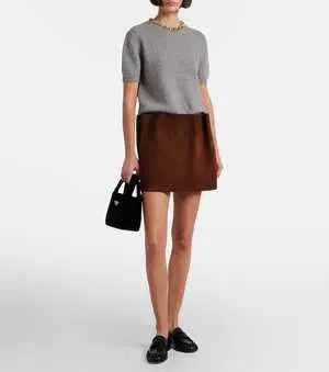 Prada Mini Velvet Top-handle Bag - Black
